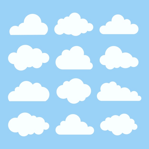 Free Vector | Cloud sticker clipart vector set, flat design Free Vector | Cloud sticker clipart vector set, flat design