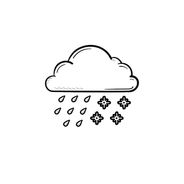 Premium Vector | Cloud with snow and rain hand drawn outline doodle ... Premium Vector | Cloud with snow and rain hand drawn outline doodle ...