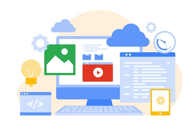 Premium Vector | Cms illustration concept Premium Vector | Cms illustration concept