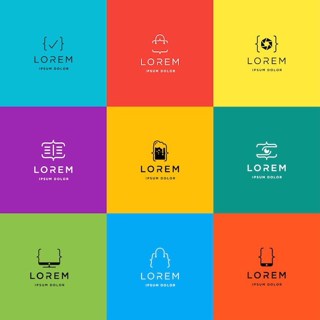 Premium Vector | Code coding logo design set vector collection Premium Vector | Code coding logo design set vector collection