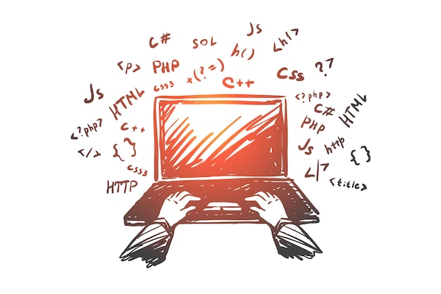 Premium Vector | Coding, programmer, laptop, internet, work concept ... Premium Vector | Coding, programmer, laptop, internet, work concept ...