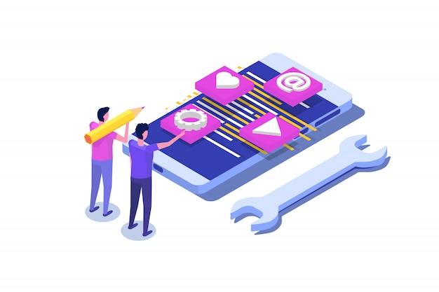 Premium Vector Coding Software Development Programming Isometric