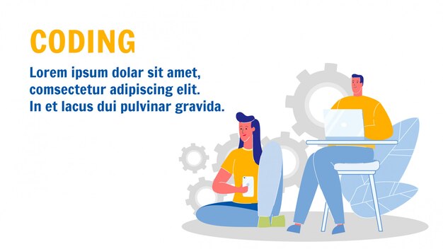Coding vector web banner layout with copyspace | Premium Vector