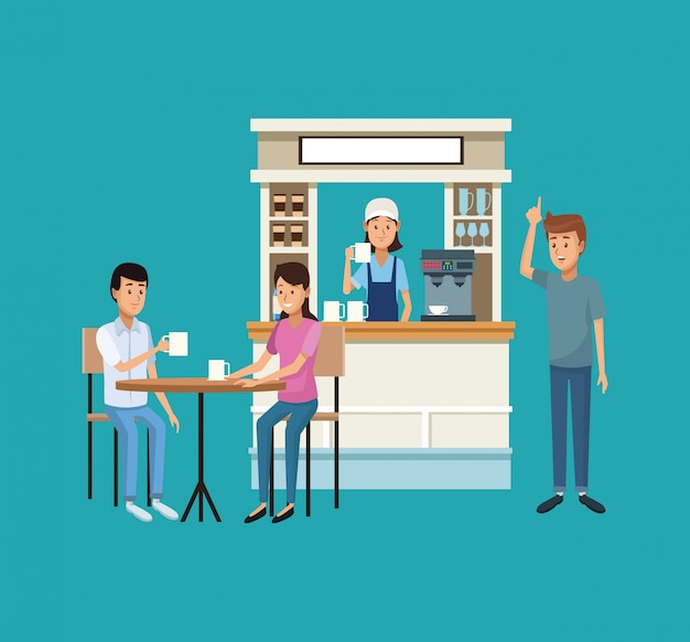 Premium Vector | Coffee shop and customers Premium Vector | Coffee shop and customers