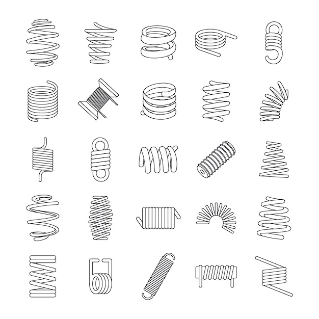 Premium Vector | Coil spring cable icons set Premium Vector | Coil spring cable icons set