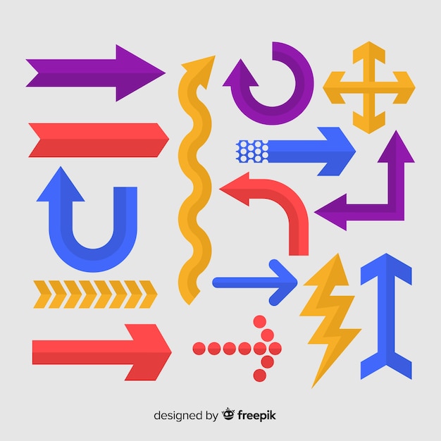 Free Vector | Collection of arrows in different colors Free Vector | Collection of arrows in different colors