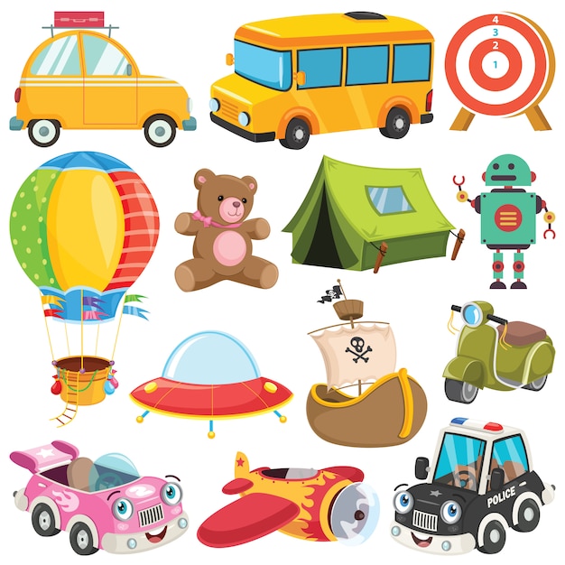 Premium Vector | Collection of colorful toys and objects Premium Vector | Collection of colorful toys and objects