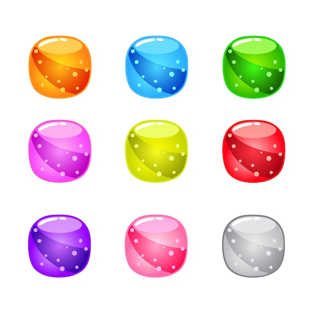 Premium Vector | Collection cute cartoon glossy round with jelly in ... Premium Vector | Collection cute cartoon glossy round with jelly in ...