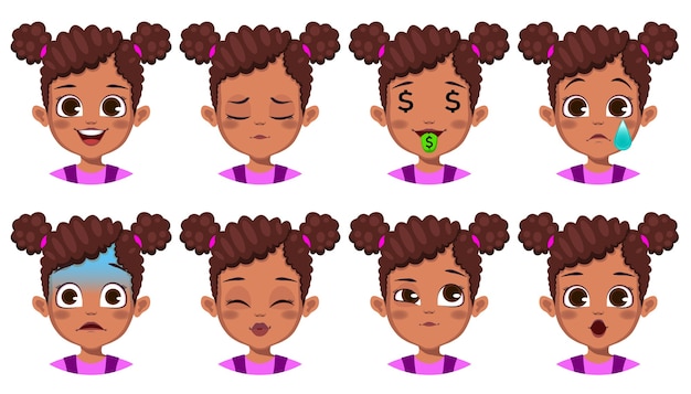 Premium Vector | Collection of cute girl facial gestures Premium Vector | Collection of cute girl facial gestures