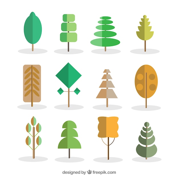 Free Vector | Collection of geometric trees Free Vector | Collection of geometric trees