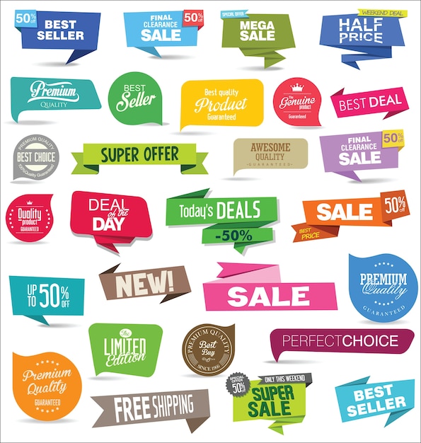 Premium Vector | Collection of modern sale stickers and tags Premium Vector | Collection of modern sale stickers and tags
