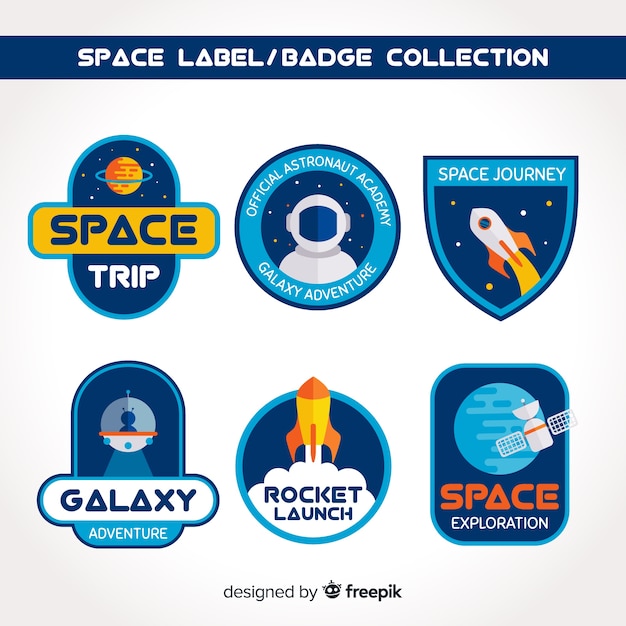Free Vector | Collection of modern space badges Free Vector | Collection of modern space badges