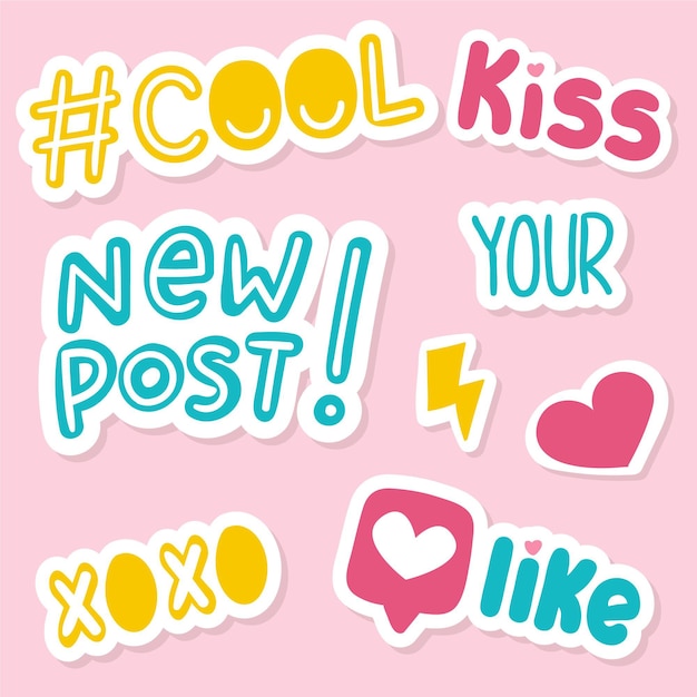 Collection of social media stickers | Free Vector Collection of social media stickers | Free Vector