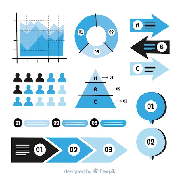 Free Vector | Collection of various flat infographic elements Free Vector | Collection of various flat infographic elements