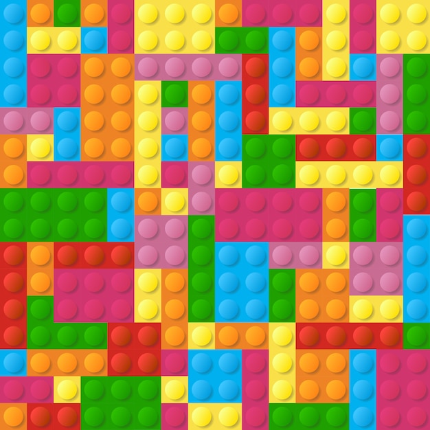 Premium Vector | Colored plastic bricks seamless vector pattern Premium Vector | Colored plastic bricks seamless vector pattern