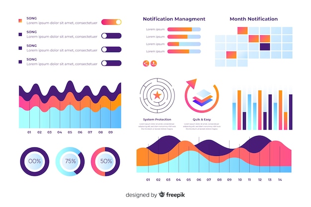Colorful Dashboard Element Collection Vector Free Download