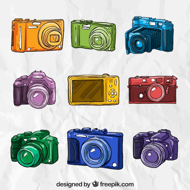 Free Vector | Colorful hand drawn cameras Free Vector | Colorful hand drawn cameras