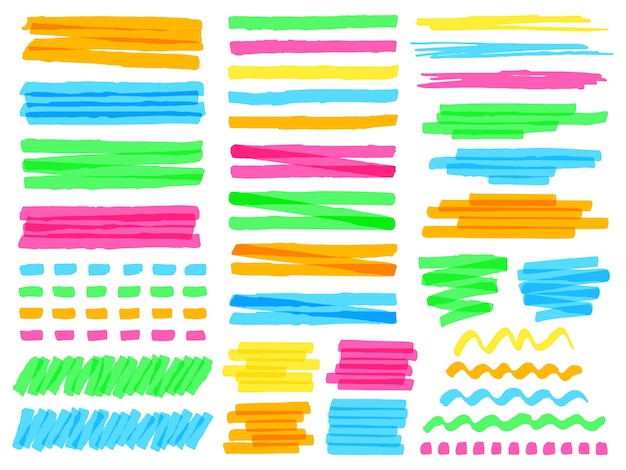 Premium Vector | Colorful highlight marker lines Premium Vector | Colorful highlight marker lines
