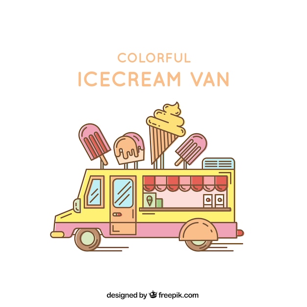 Free Vector Colorful Ice Cream Van
