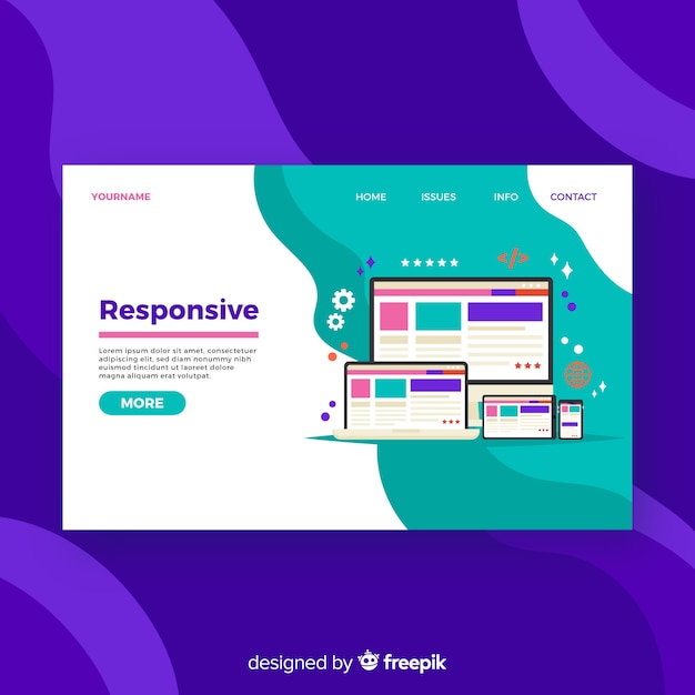 Free Vector | Colorful responsive landing page Free Vector | Colorful responsive landing page