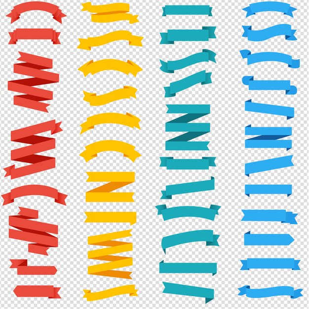 Premium Vector | Colorful ribbon set isolated transparent background Premium Vector | Colorful ribbon set isolated transparent background