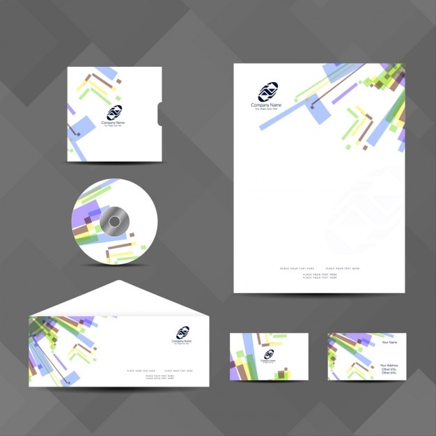 Free Vector | Colorful stationery with geometric shapes Free Vector | Colorful stationery with geometric shapes