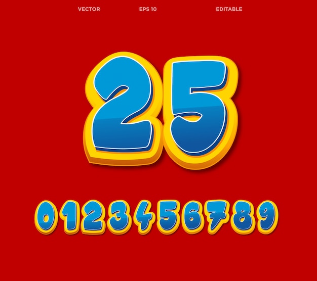 Premium Vector | Comic editable numbers Premium Vector | Comic editable numbers