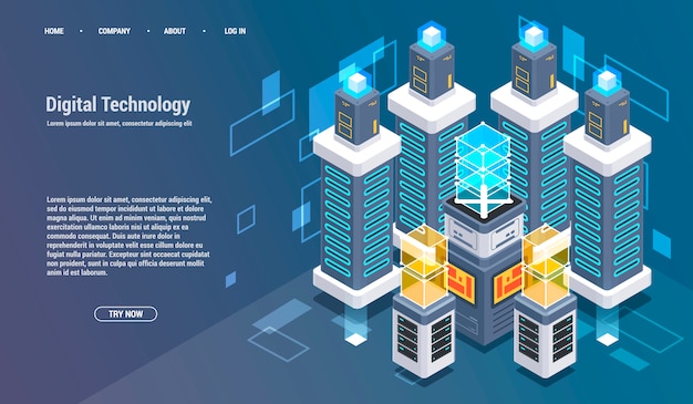 Premium Vector | Computation of big data center, information processing ... Premium Vector | Computation of big data center, information processing ...