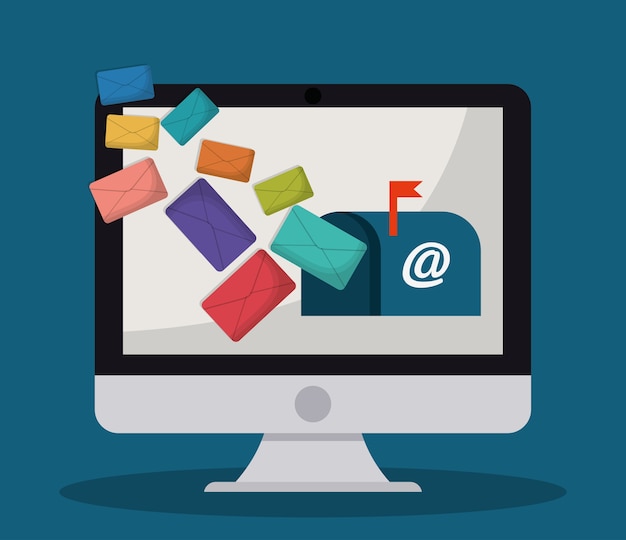 Premium Vector | Computer envelope email marketing send icon Premium Vector | Computer envelope email marketing send icon