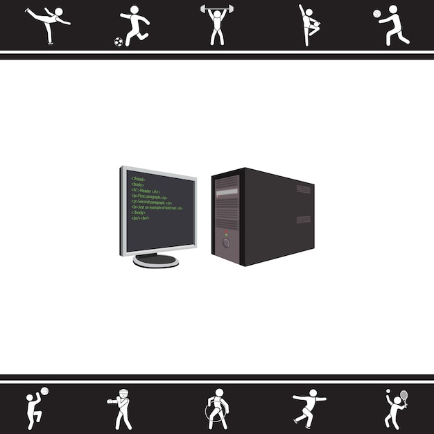 Premium Vector | Computer and monitor. vector illustration Premium Vector | Computer and monitor. vector illustration