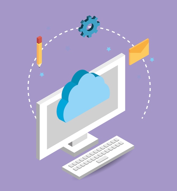 Premium Vector | Computer network cartoon Premium Vector | Computer network cartoon