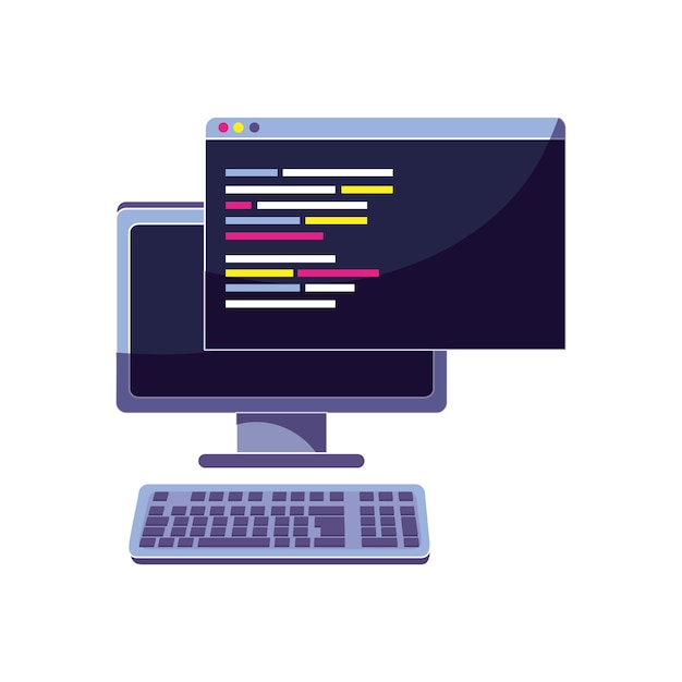 Premium Vector | Computer and website with programming data code