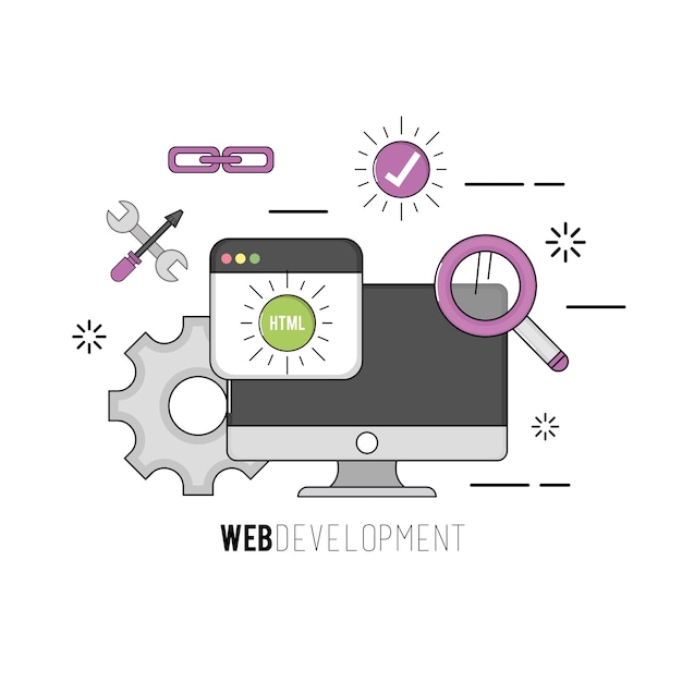 Premium Vector | Computer with code programing software data