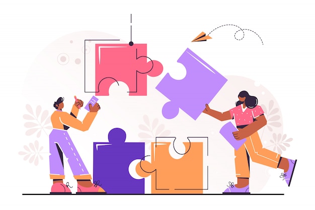 Premium Vector | Connecting puzzle elements Premium Vector | Connecting puzzle elements