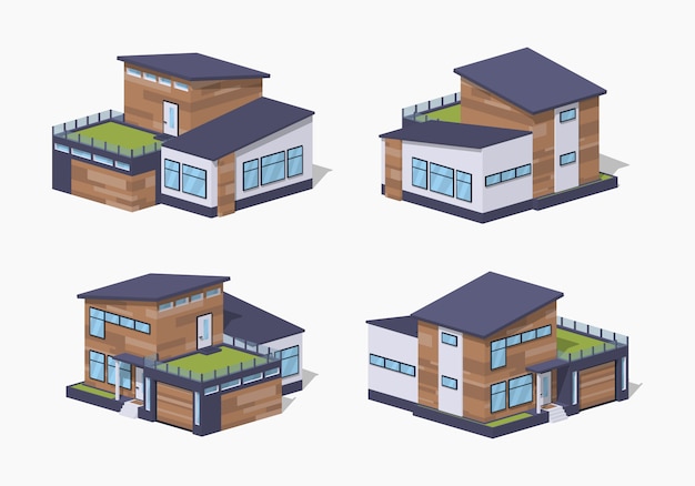 Premium Vector | Contemporary 3d lowpoly isometric house Premium Vector | Contemporary 3d lowpoly isometric house