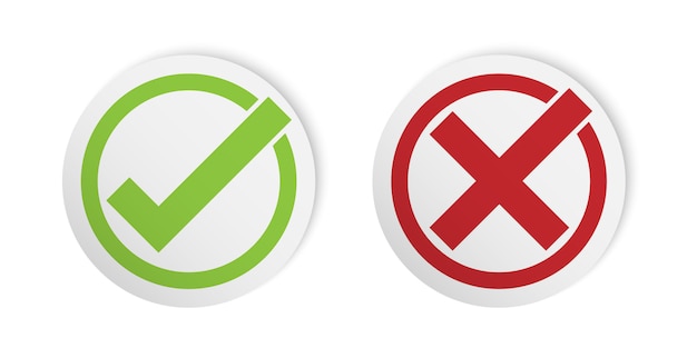 Premium Vector | Correct and incorrect sign, check mark sticker style Premium Vector | Correct and incorrect sign, check mark sticker style