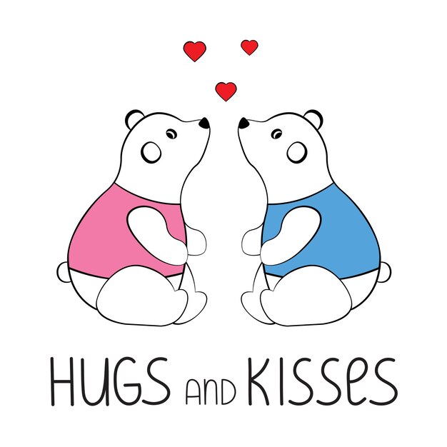 Premium Vector Couple Of Cute White Polar Bears In Love