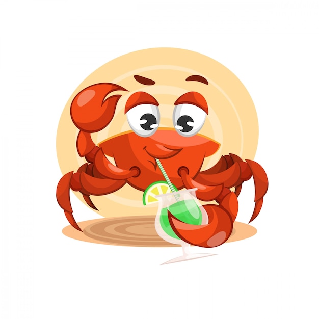 Premium Vector Crab Drinking Cocktail