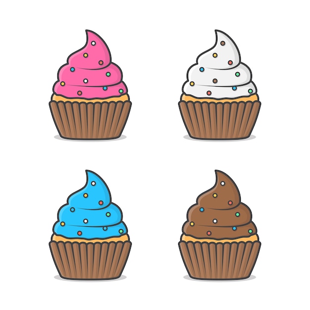 Premium Vector Creamy Cupcakes Illustration A Set Of Delicious