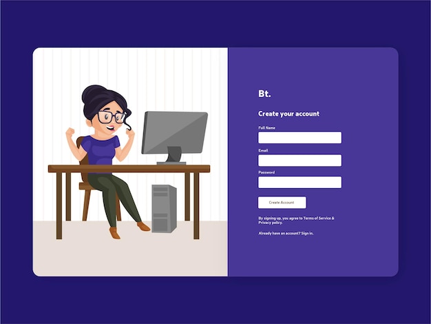 Premium Vector | Create your account sign up page template Premium Vector | Create your account sign up page template