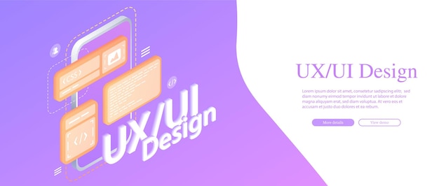 애플리케이션 Ui Ux 디자인 아이소메트릭 애플리케이션 개발을 위한 맞춤형 디자인 생성 프리미엄 벡터