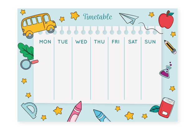 Premium Vector | Creative hand drawn back to school timetable Premium Vector | Creative hand drawn back to school timetable