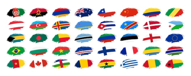 Premium Vector | Creative hand drawn set of brush stroke flags Premium Vector | Creative hand drawn set of brush stroke flags