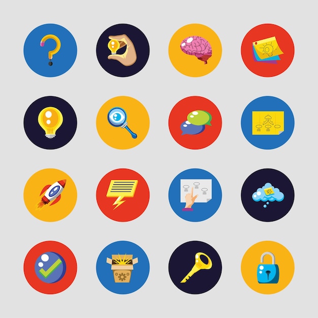 Premium Vector | Creativity imagination problem solving set Premium Vector | Creativity imagination problem solving set
