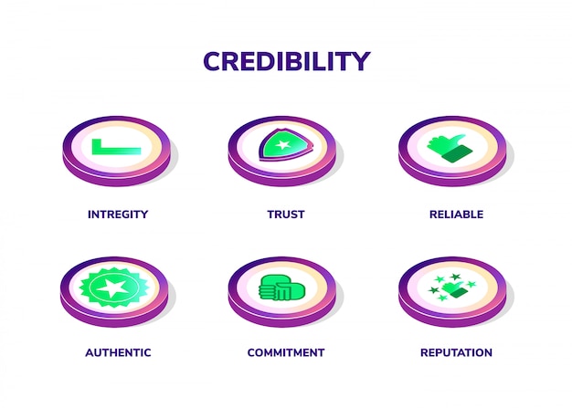 Credibility, reputation and trust concept. banner with vector ... Credibility, reputation and trust concept. banner with vector ...