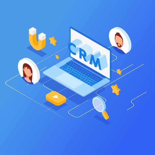 Premium Vector | Crm isometric vector illustration. Premium Vector | Crm isometric vector illustration.