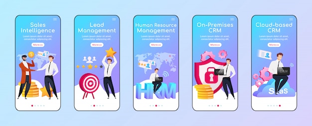 Premium Vector Crm Options And Types Onboarding Mobile App Screen Flat Template Sales