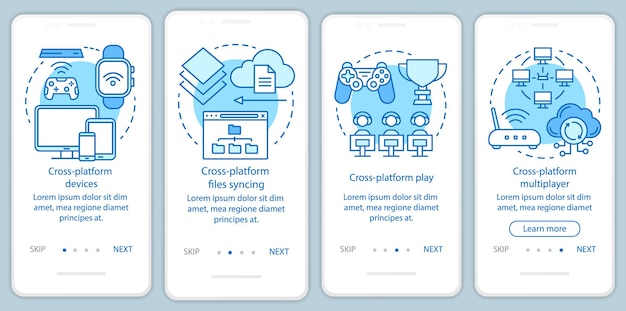 Premium Vector Cross Platform Synchronization Onboarding Mobile App