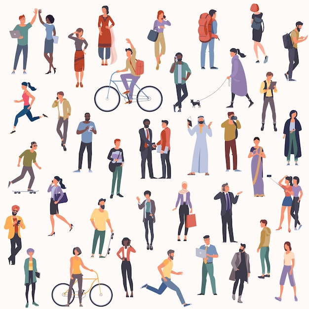 Premium Vector | Crowd of multicultural diverse people performing ... Premium Vector | Crowd of multicultural diverse people performing ...
