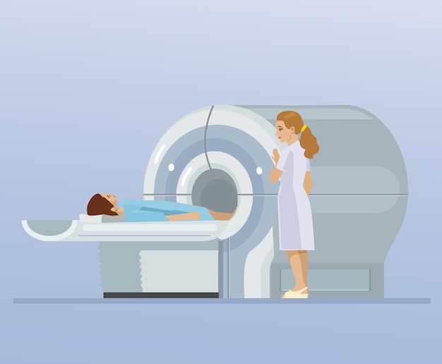 Premium Vector | Ct scan and patient. Premium Vector | Ct scan and patient.